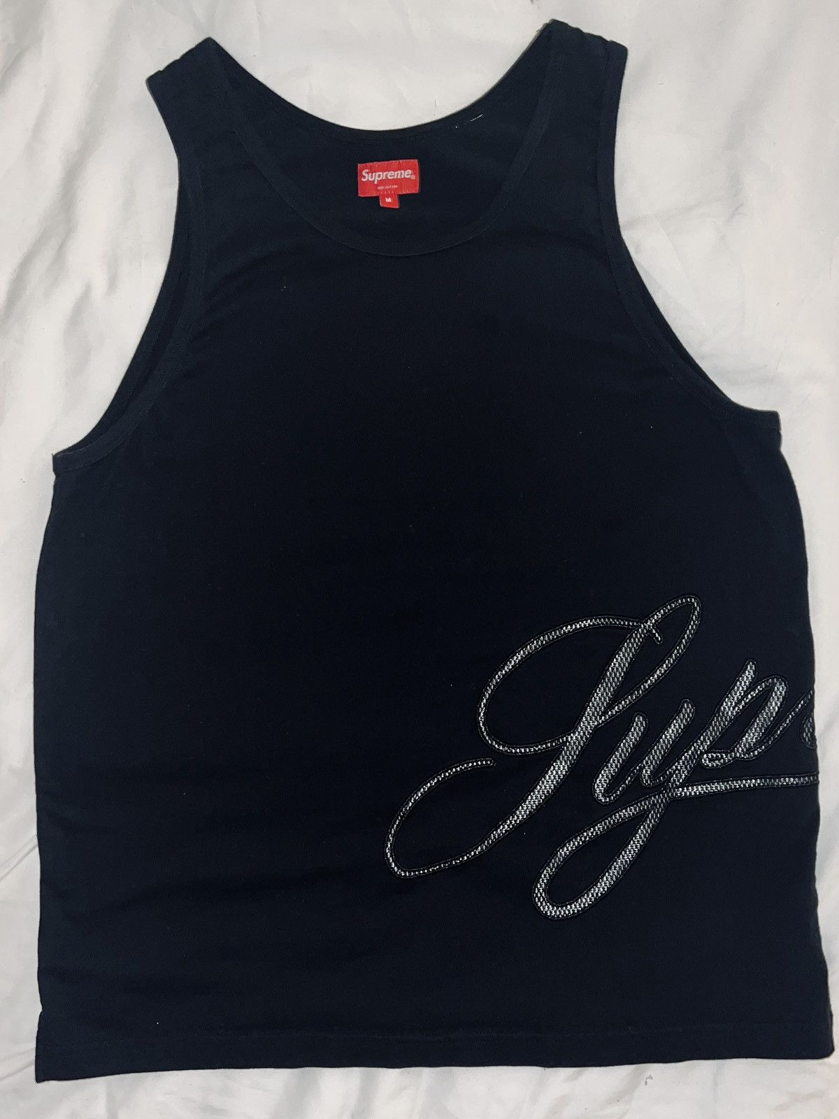 Supreme Supreme Black Tank Top with Reflective logo on side | Grailed