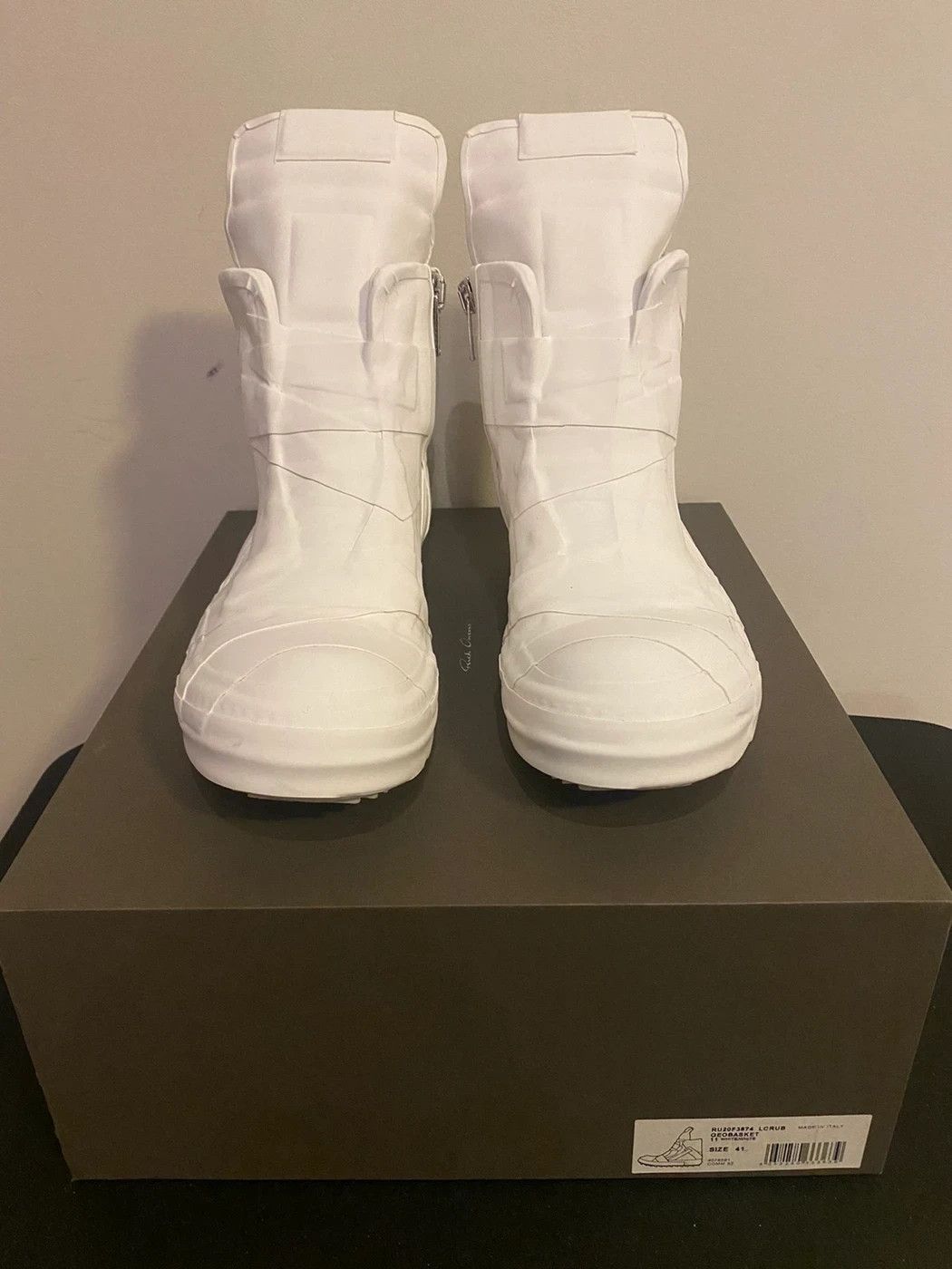 Rick Owens Rick Owens Performa FW20 Rubber Geobasket Sneakers White ...