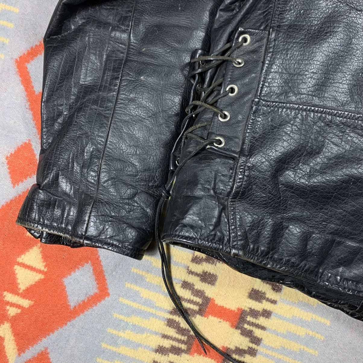 Vintage Vintage 1990’s Bones Leather Motorcycle Biker Jacket Harley ...