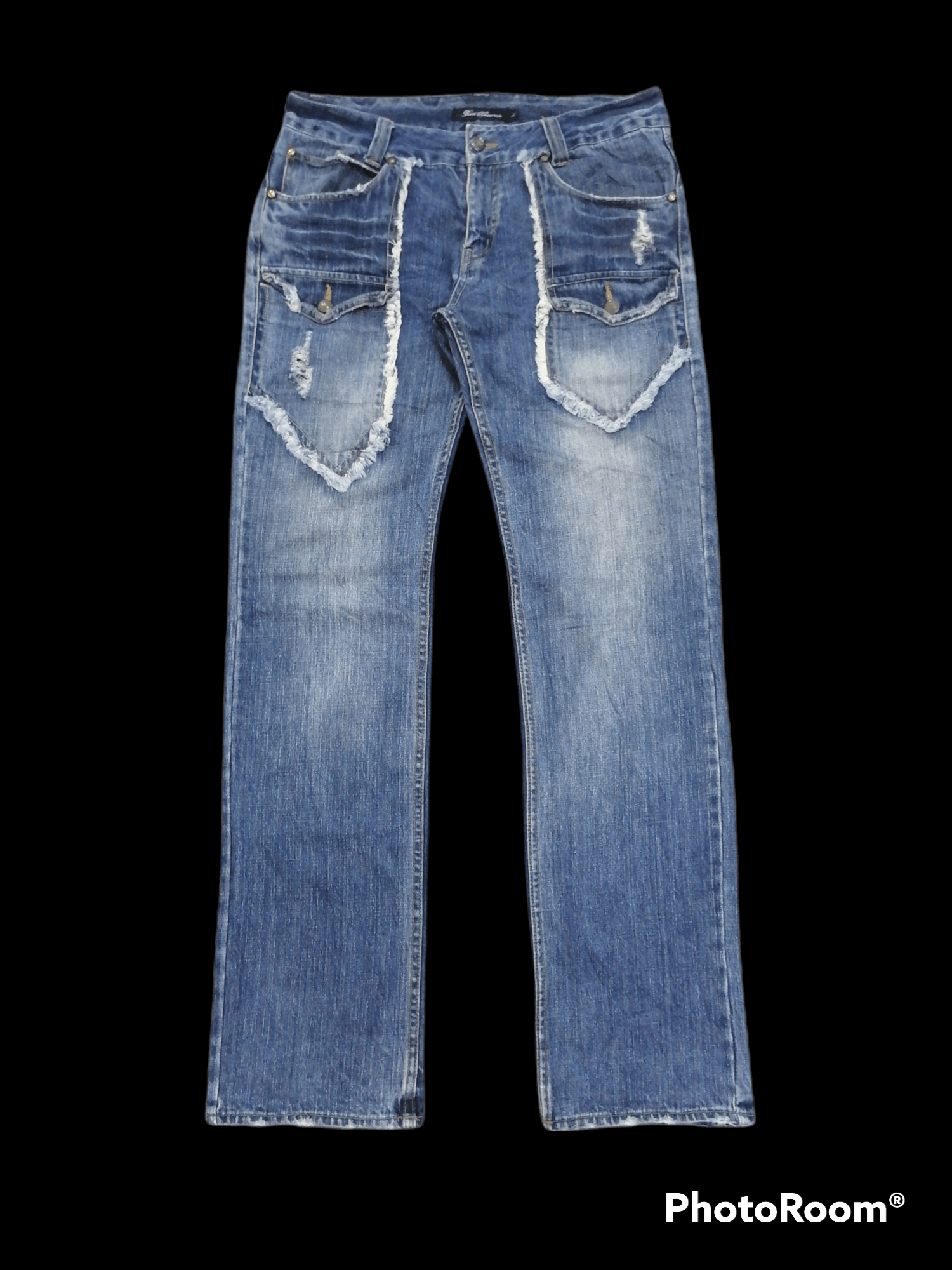 Distressed Denim × Japanese Brand × Streetwear Rare🔥Root Three Style Distressed Denim Bushpants ...