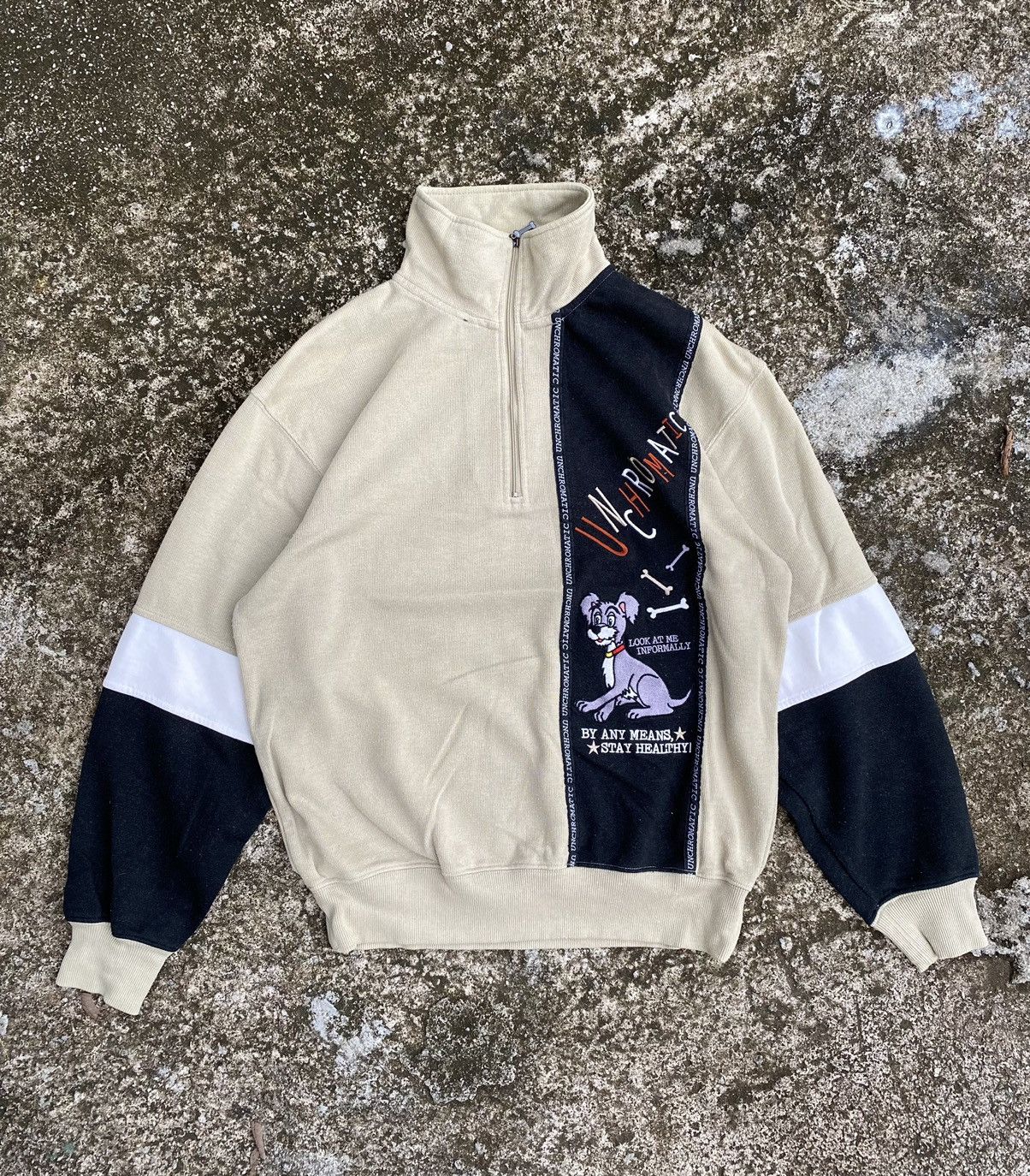 Streetwear × Vintage Vintage Unchromatic Half Zipped Sweater | Grailed