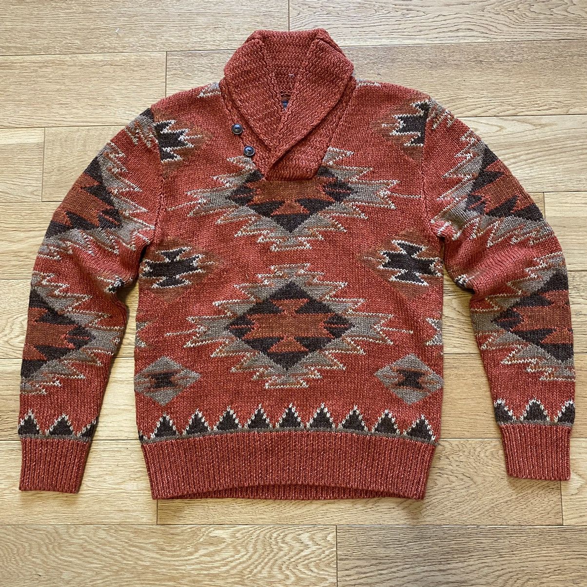 RRL Ralph Lauren RRL Sweater Southwestern Navajo Silk Linen Wool Shawl ...