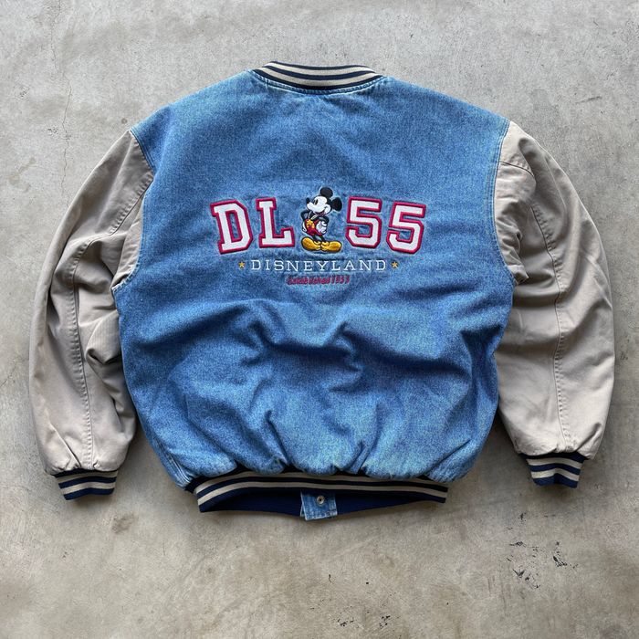 Vintage 00s Disney Land Mickey Denim Letterman Varsity Jacket M | Grailed