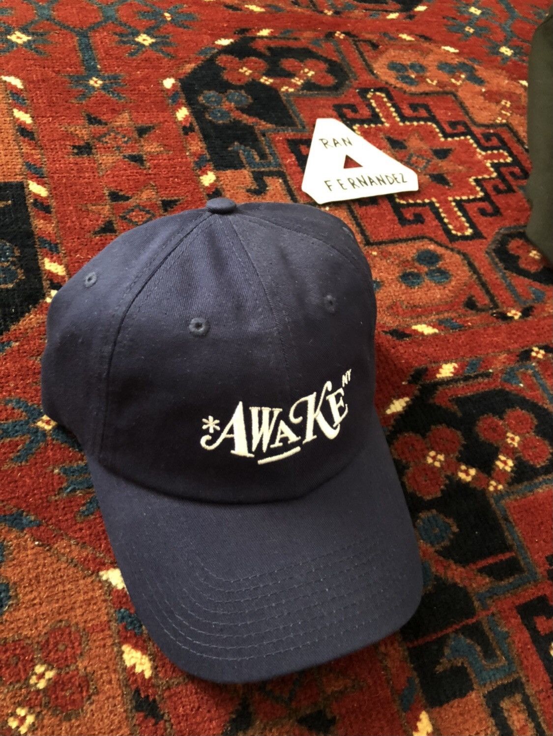 Awake Awake Distorted logo navy 6 panel | Grailed