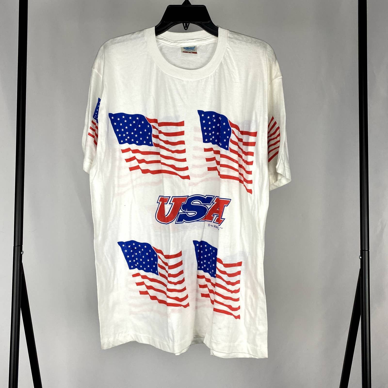 Vintage Vintage 90s 1992 USA patriotic flag single stitch t-shirt | Grailed