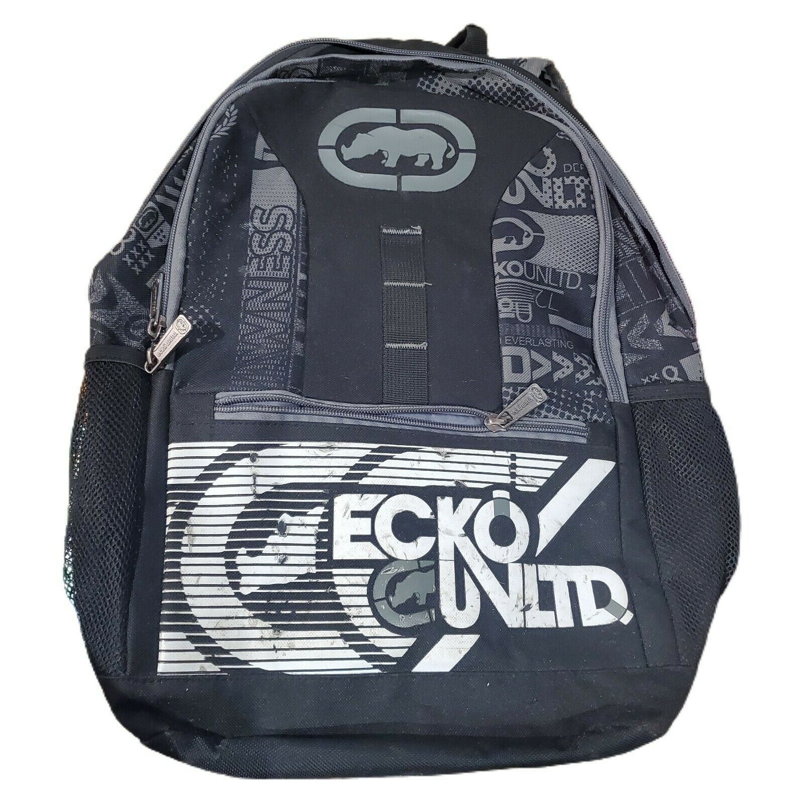 Ecko Unltd. Ecko Unltd Laptop Backpack Black White Distressed Logo ...