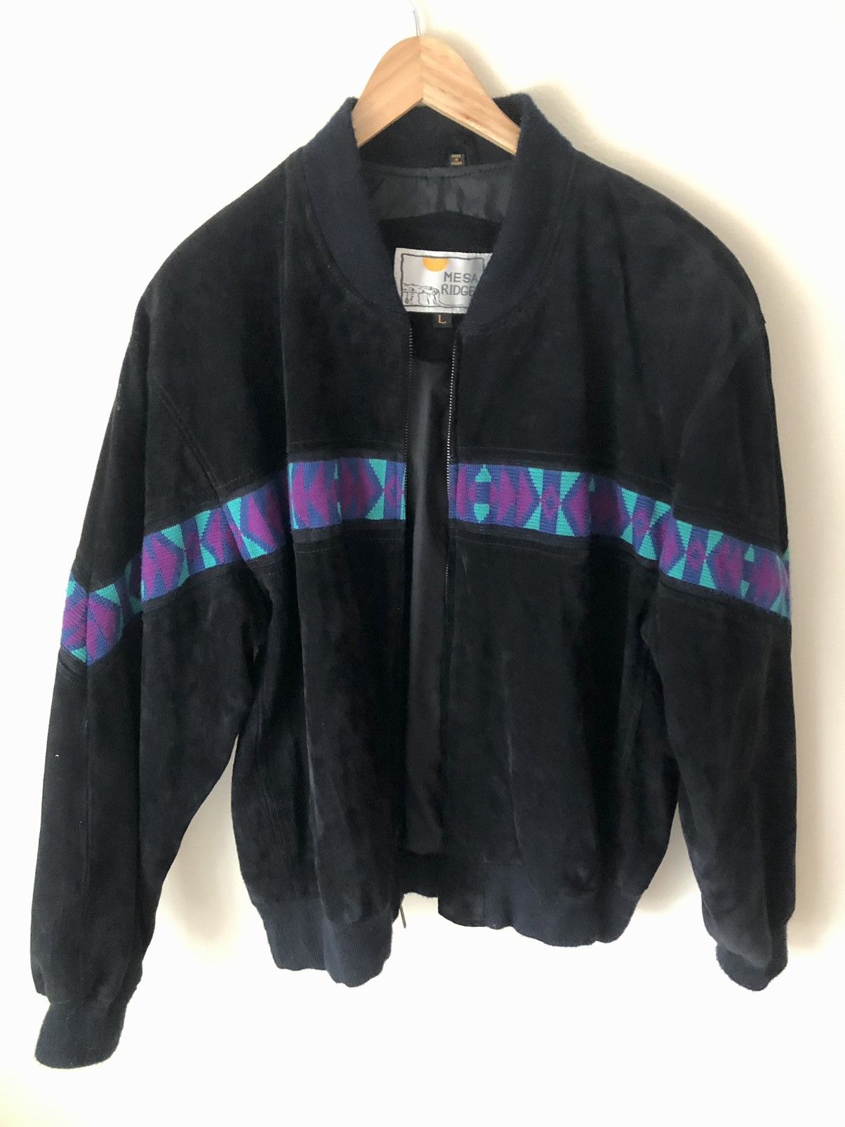 Vintage Vintage Western Aztec Leather Bomber Jacket | Grailed