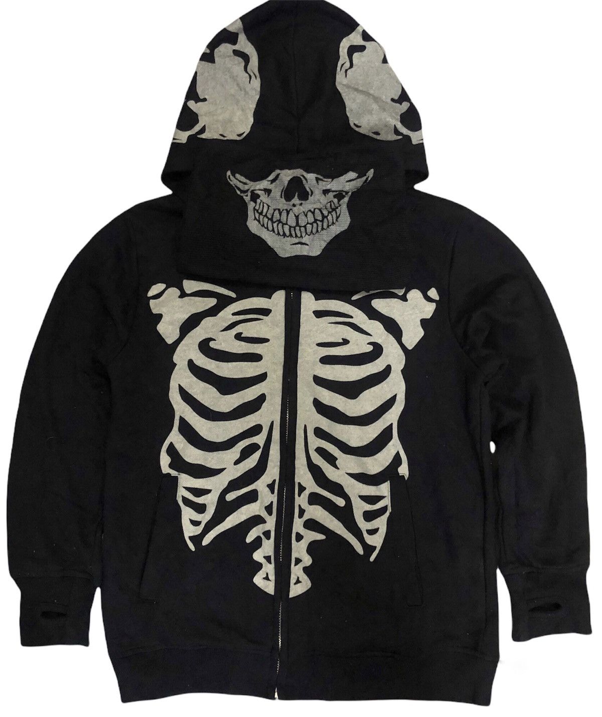 Skulls RARE!! SKELETON HOODIE MASK ZIP-UP SWEATER JACKET | Grailed