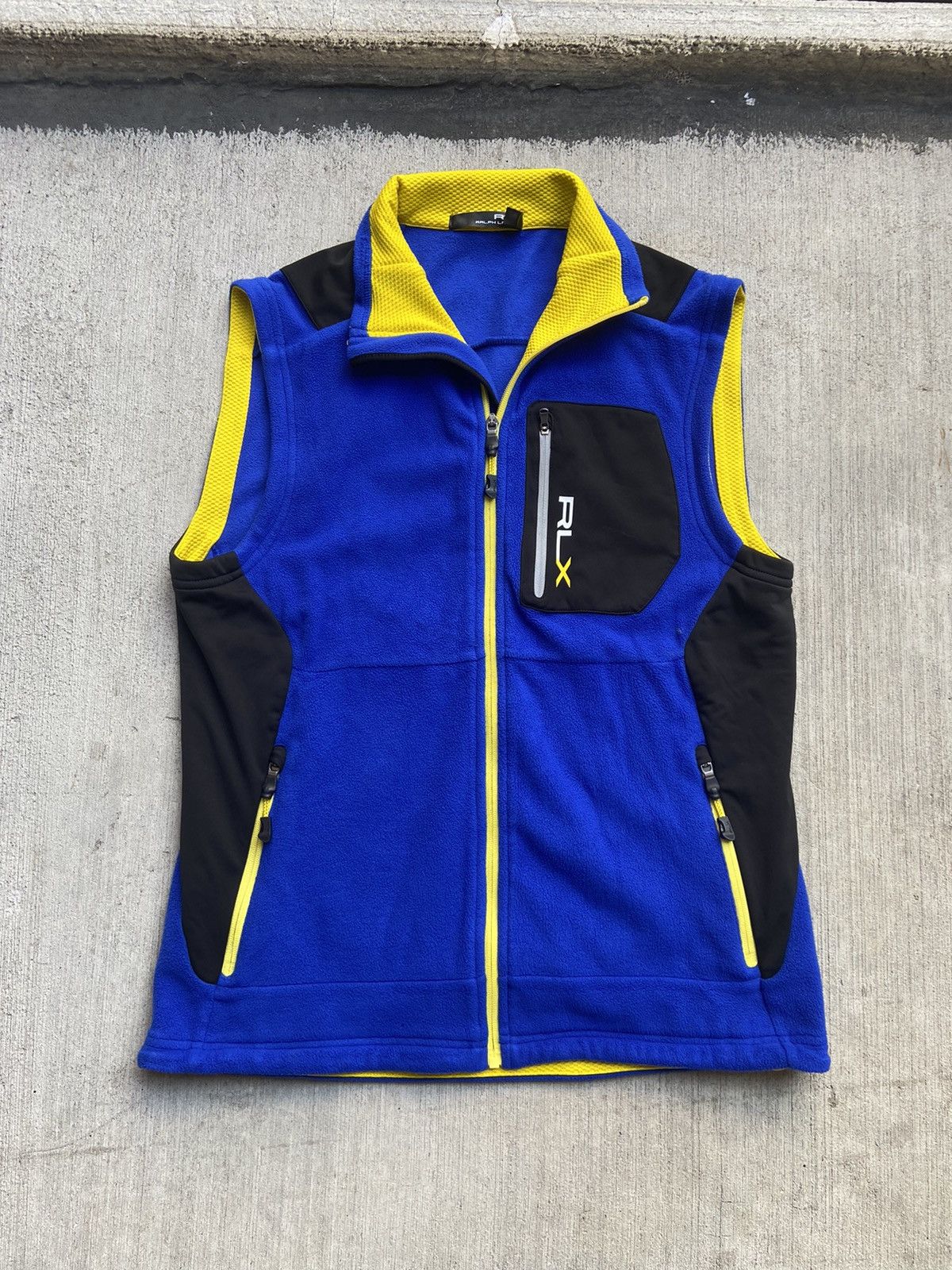 Ralph Lauren RLX Polo Ralph Lauren Blue Yellow Tech Fleece Vest Jacket ...