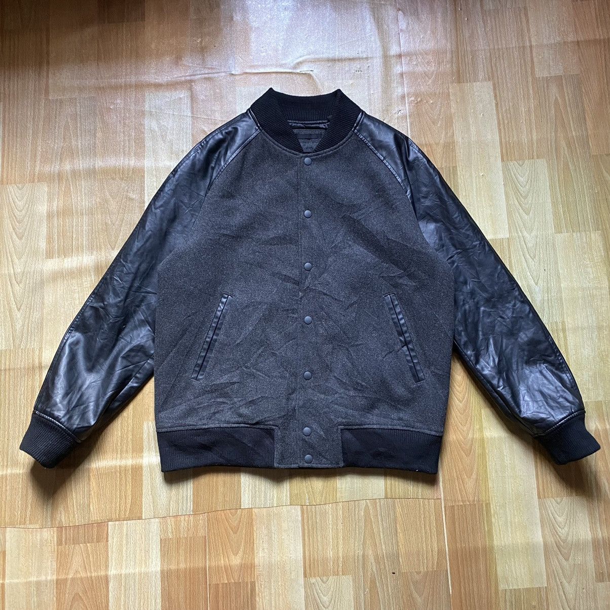 Japanese Brand × Uniqlo Uniqlo Leather Varsity Jacket | Grailed