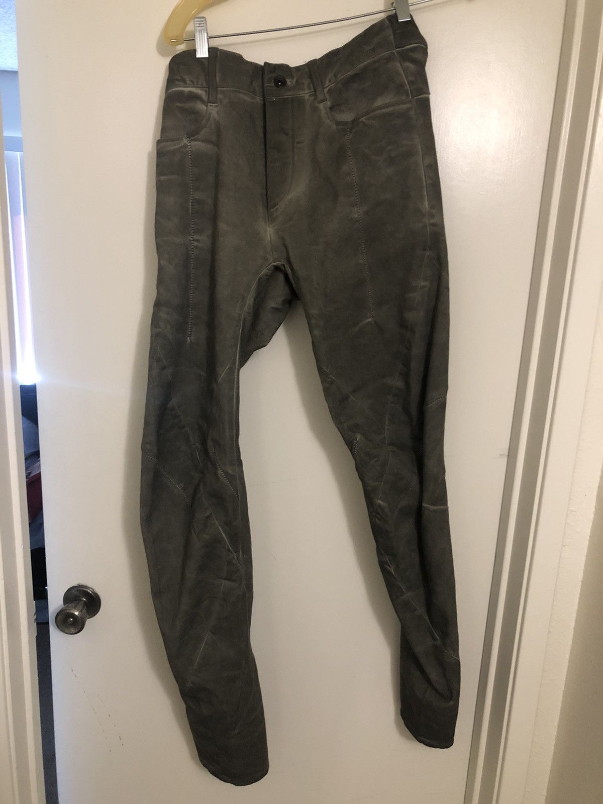 Devoa D Hygen Cold dyed 3D Curve Slim pants Leaf Khaki | Grailed