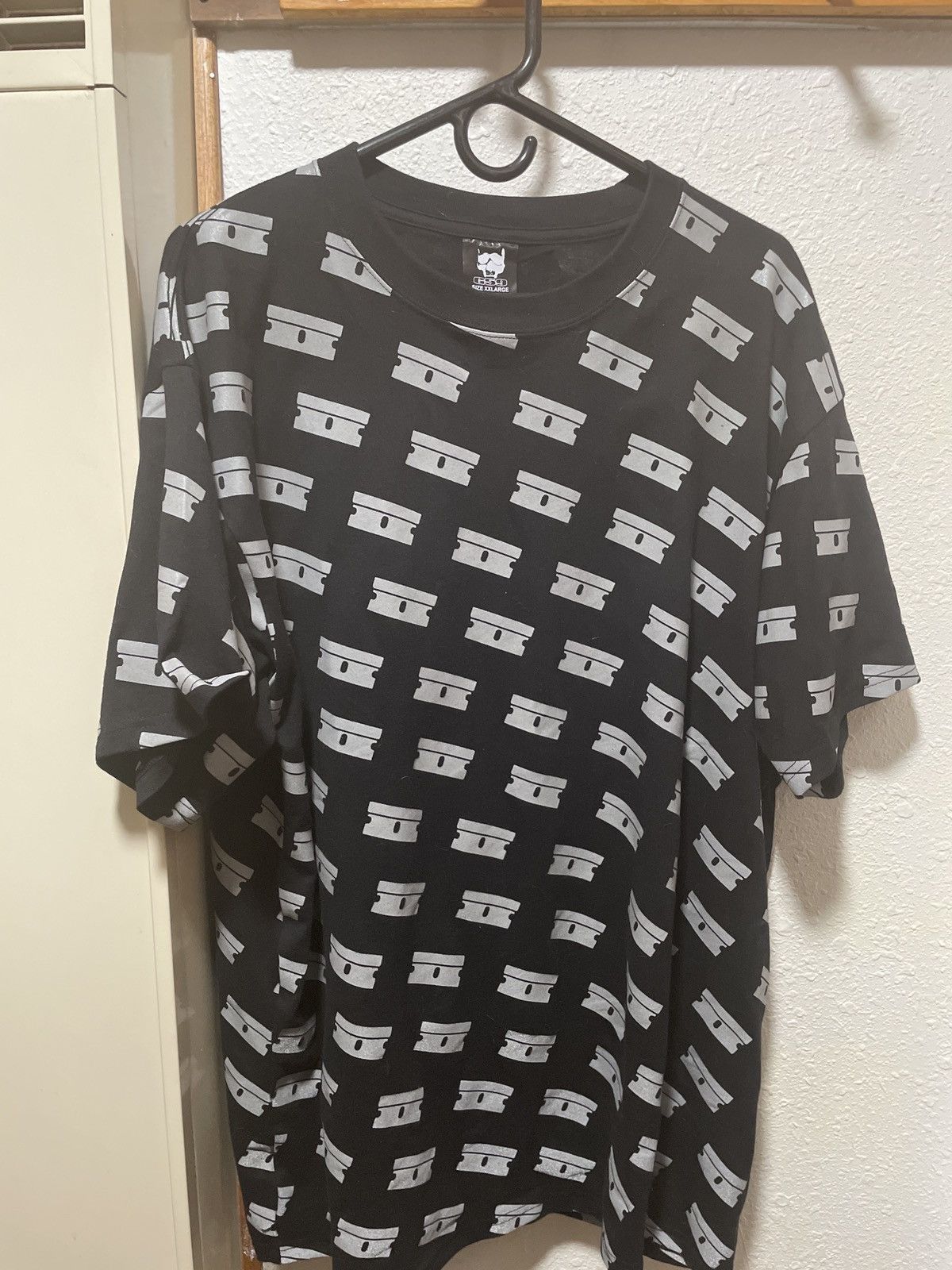 G59 Records Black shirt with grey razor blades | Grailed