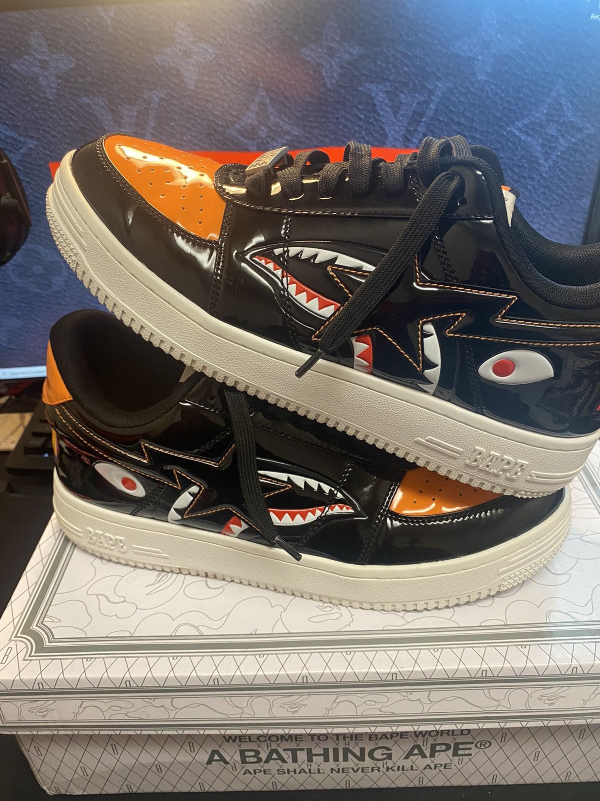 Bape Bapesta low "Mad Shark" black | Grailed