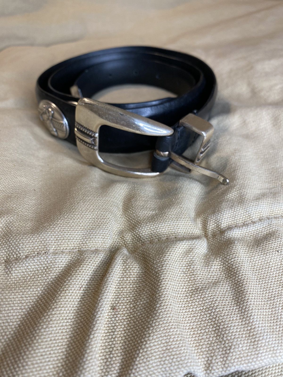 Italian Designers × Vintage Enmon Italian Leather Belt With Golfer ...