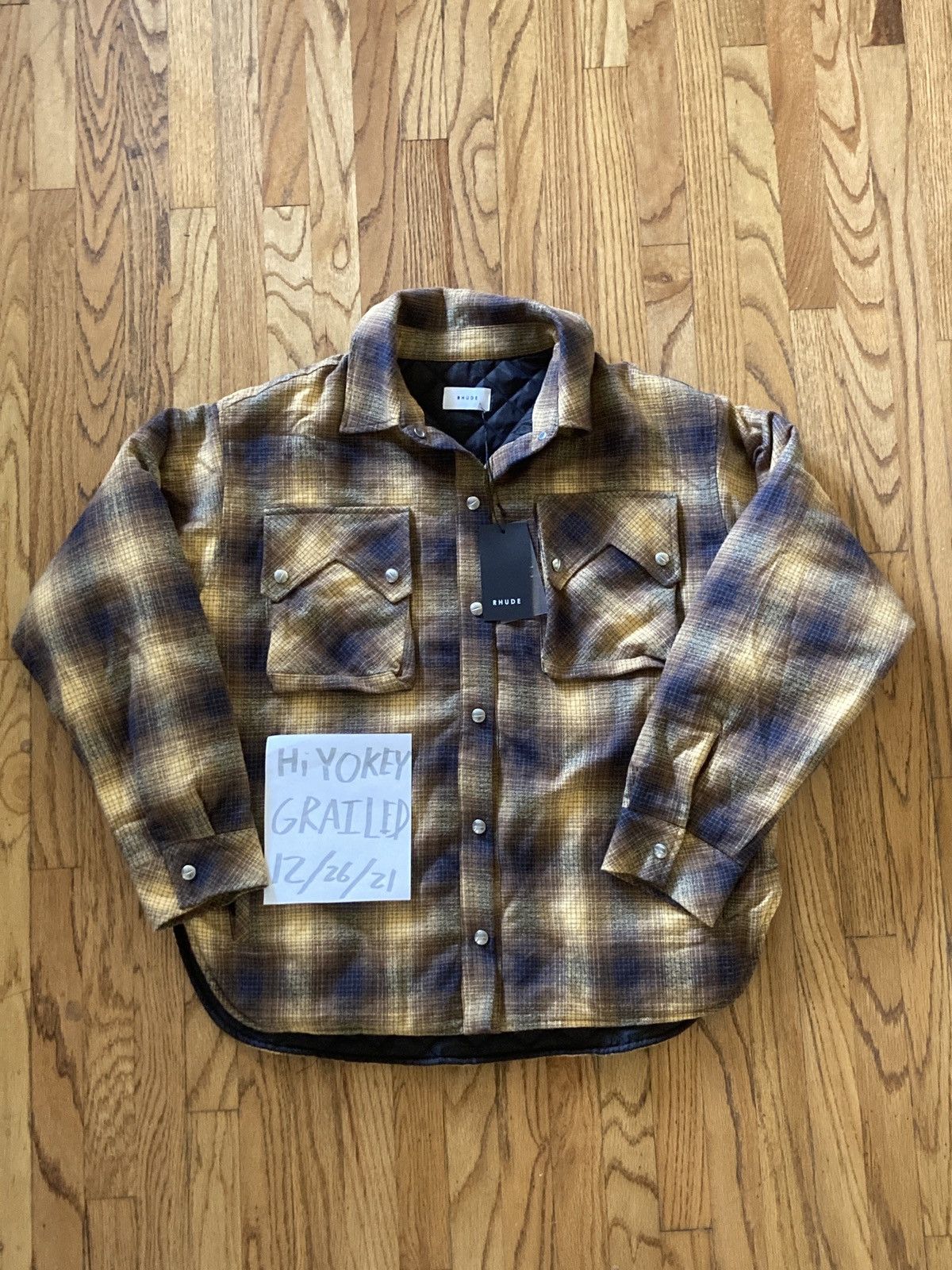 Rhude Yellow flannel jacket | Grailed