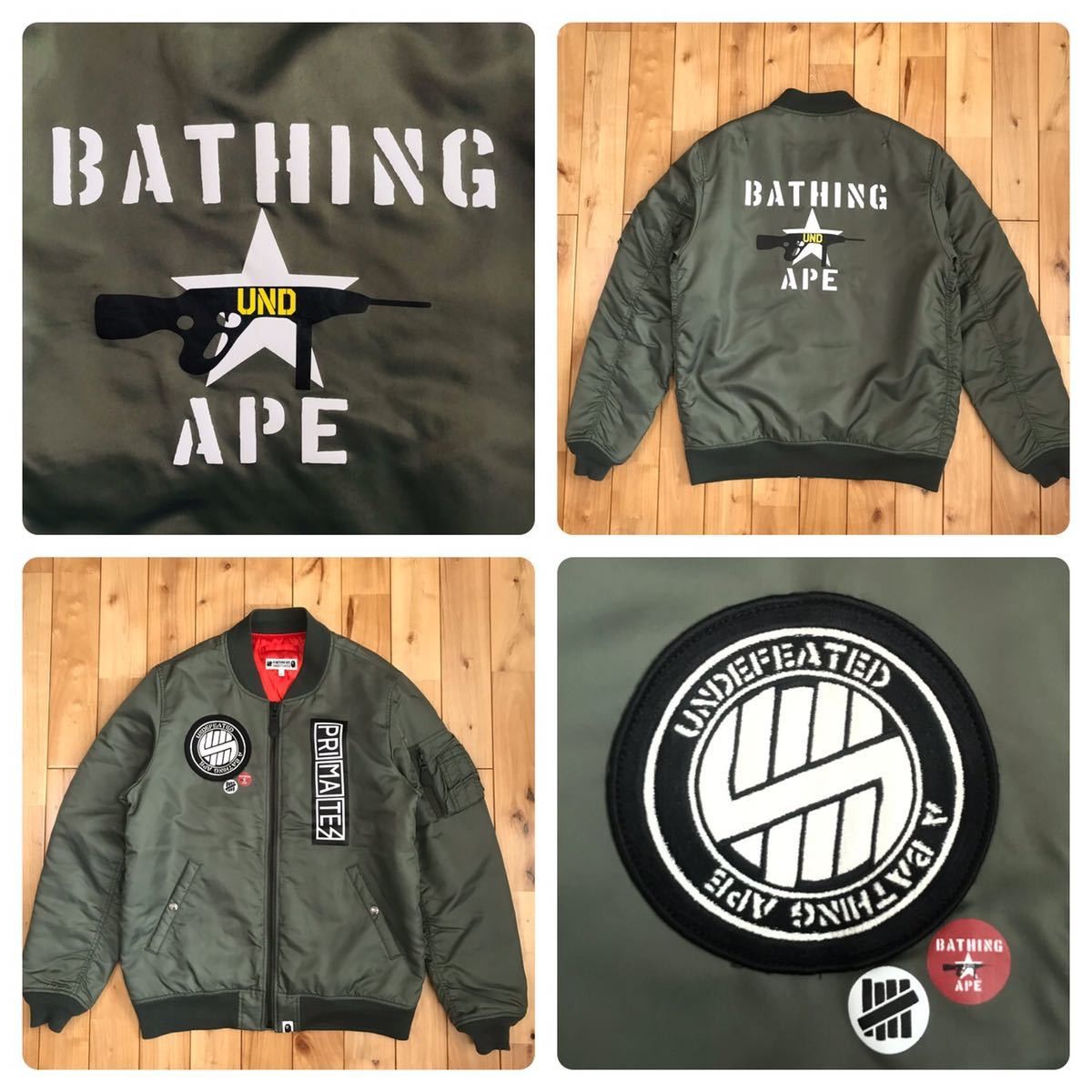 Bape × Undefeated BAPE × undefeated MA-1 bomber jacket Gun logo | Grailed