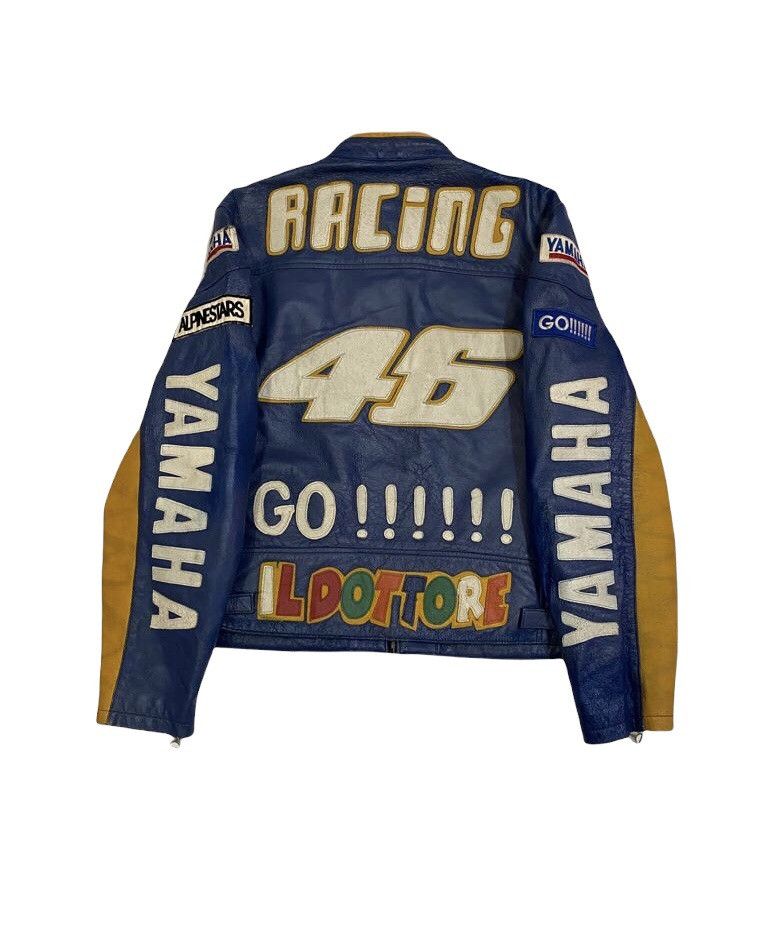 Leather Jacket VINTAGE RACING LEATHER JACKET V/46 VALENTINO ROSSI STYLE ...
