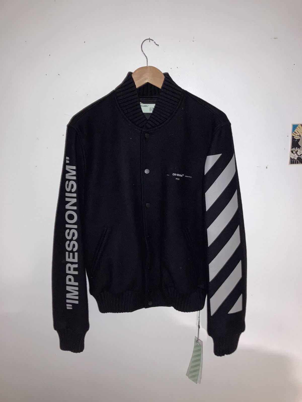 Off-White Off-White diagonal stripe varsity jacket | Grailed
