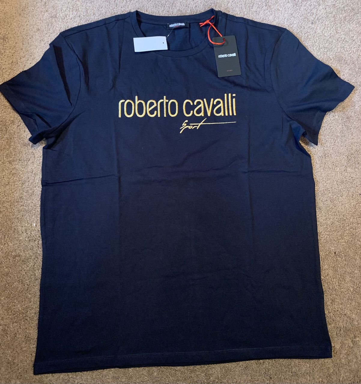 Roberto Cavalli Roberto Cavalli SPORT Logo Lettered T-Shirt Navy XXL ...