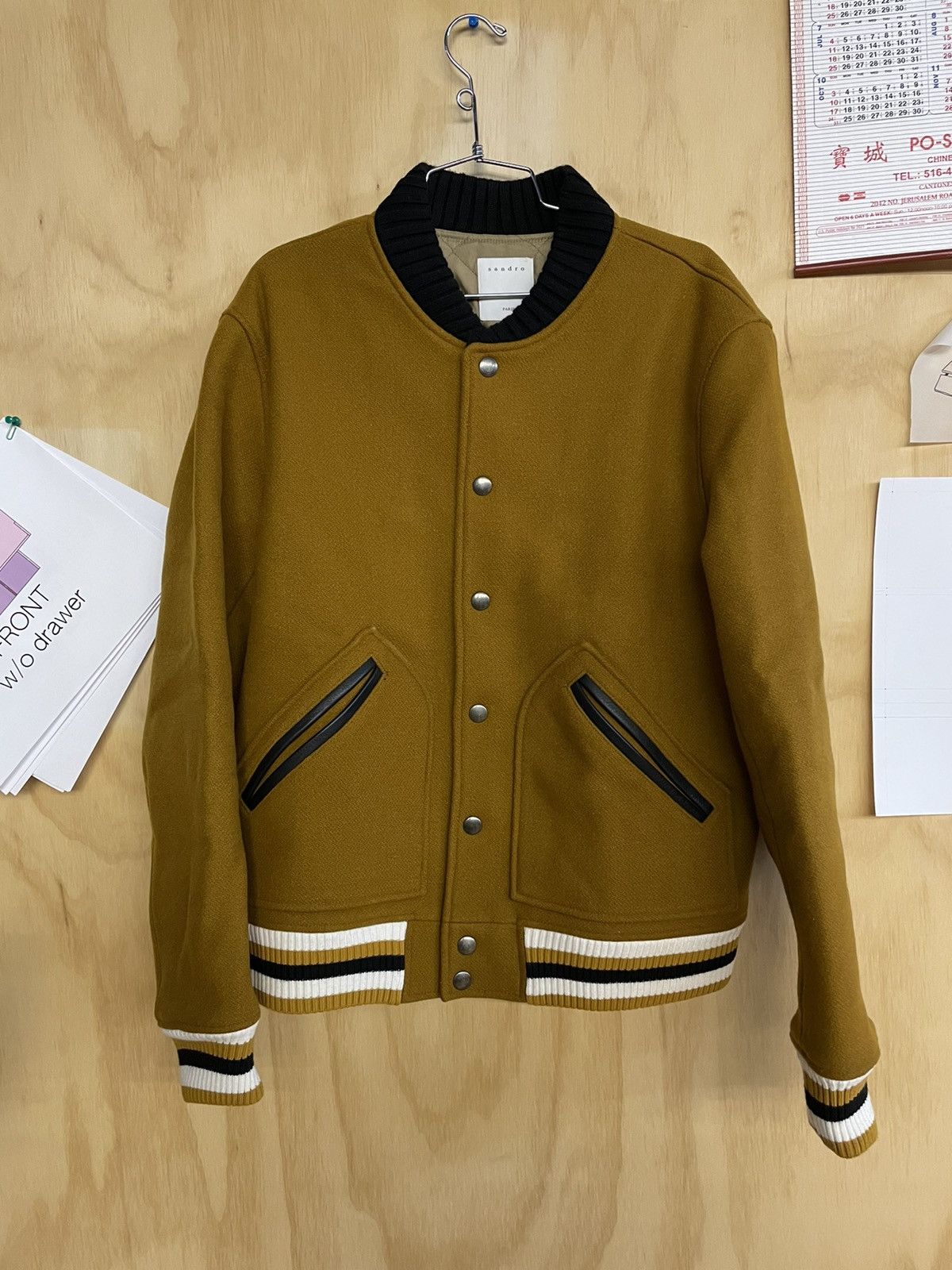 Sandro 2019 Sandro Gold Wool Varsity Jacket Sz. XL | Grailed