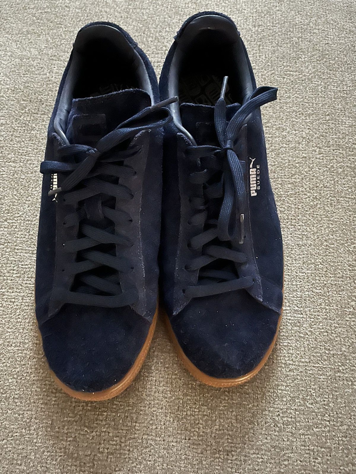 Puma × Streetwear low top navy blue suede puma sneakers | Grailed