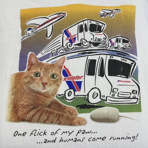 Vintage Cat Meme Purolator Vintage Graphic Funny Joke Tee | Grailed
