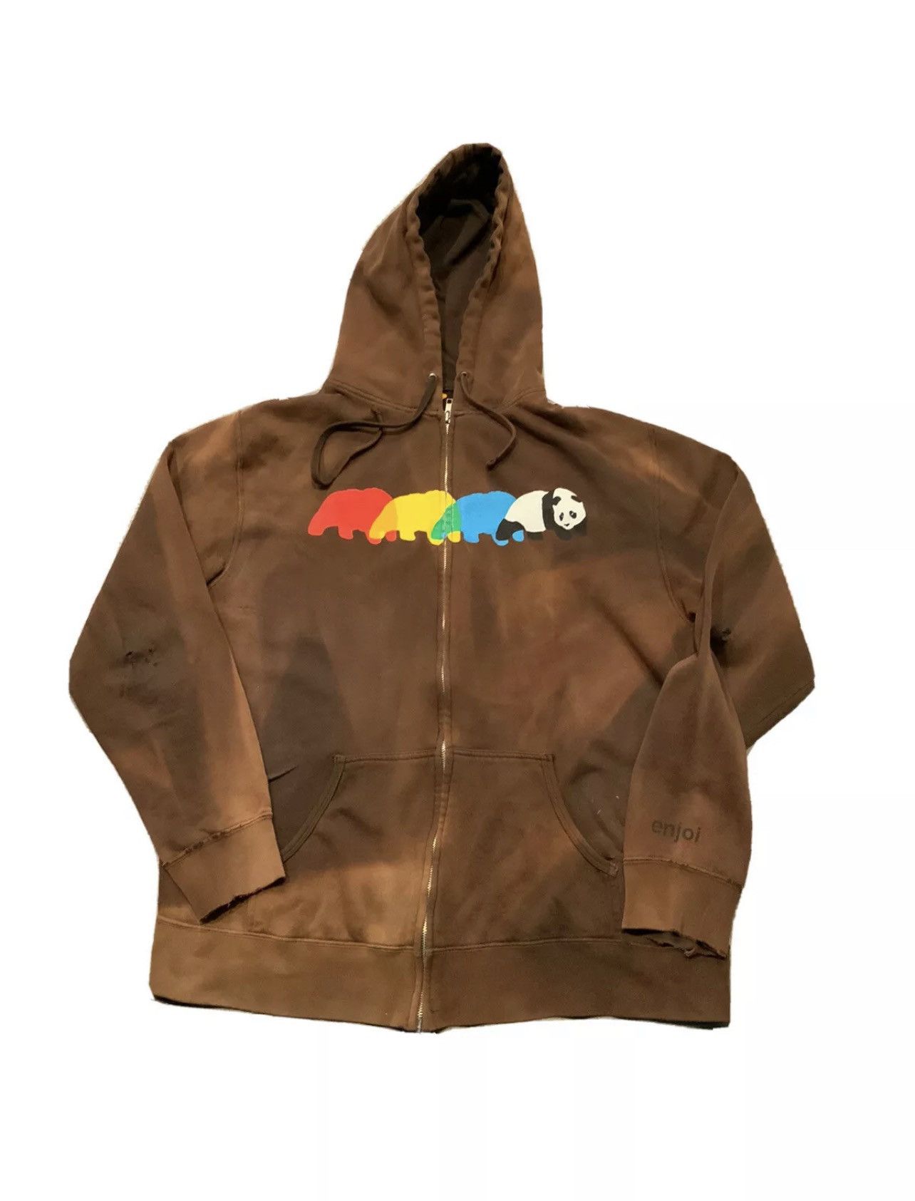 Enjoi VTG Enjoi Skateboards 3D Whitey Panda Sun Faded Zip Hoodie | Grailed