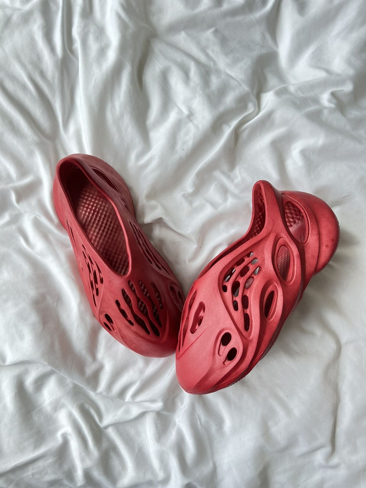 Adidas Yeezy Foam Rnnr - Dyed Red Custom | Grailed