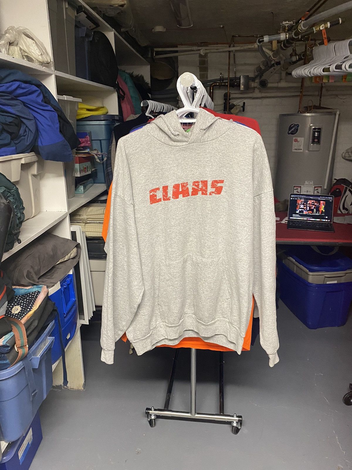 German × Hanes × Vintage Vintage 90s Grey Claas Hoodie XL workwear ...