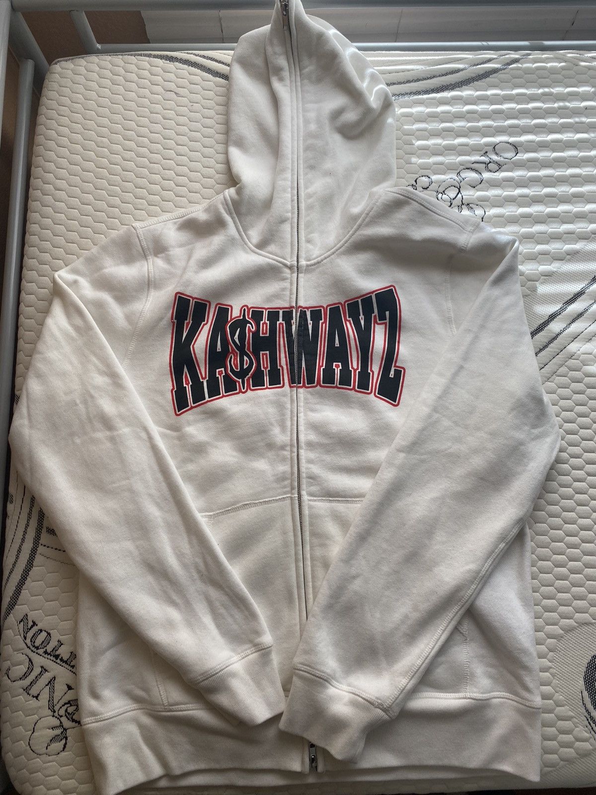 Streetwear × Vintage Kashwayz Full Zip Up Hoodie (White) | Grailed
