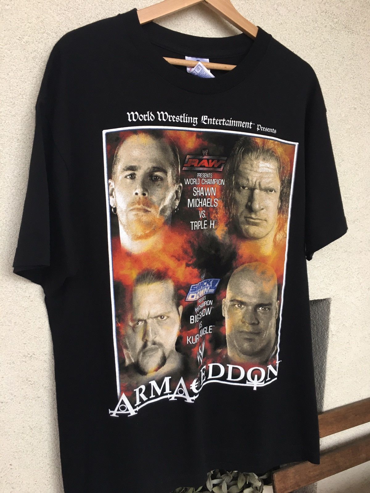 Vintage WWE WWF 2002 Armageddon PPV Event promo tee rare HBK HHH | Grailed