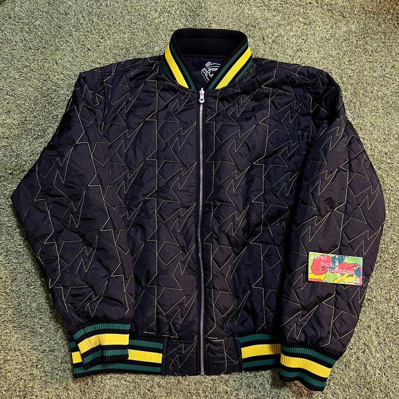 Bape BAPE Sta reversible versity nylon jacket jamaica colo | Grailed
