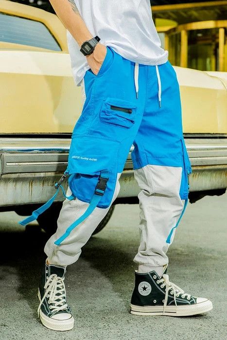 Vintage Techwear cargo pants blue | Grailed