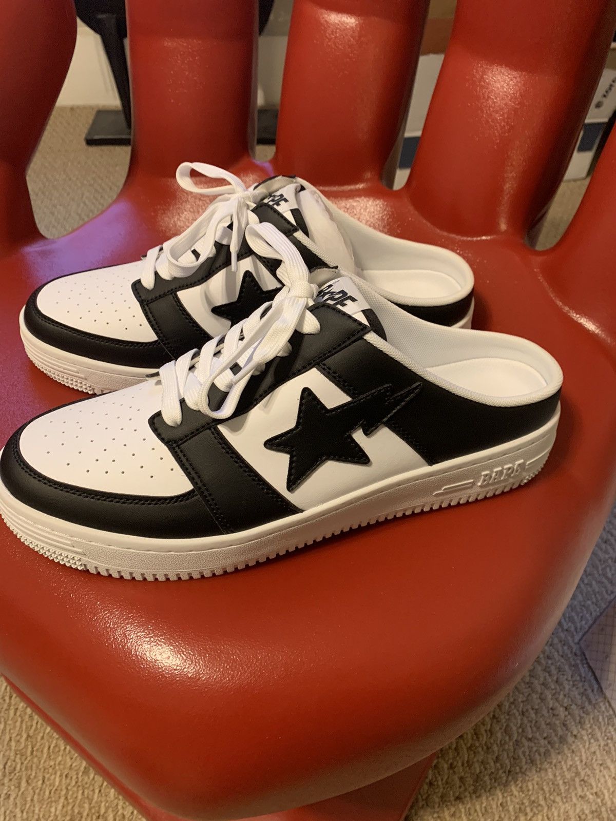 Bape ULTRA RARE Bape Bapesta Mule Mulesta Black White | Grailed