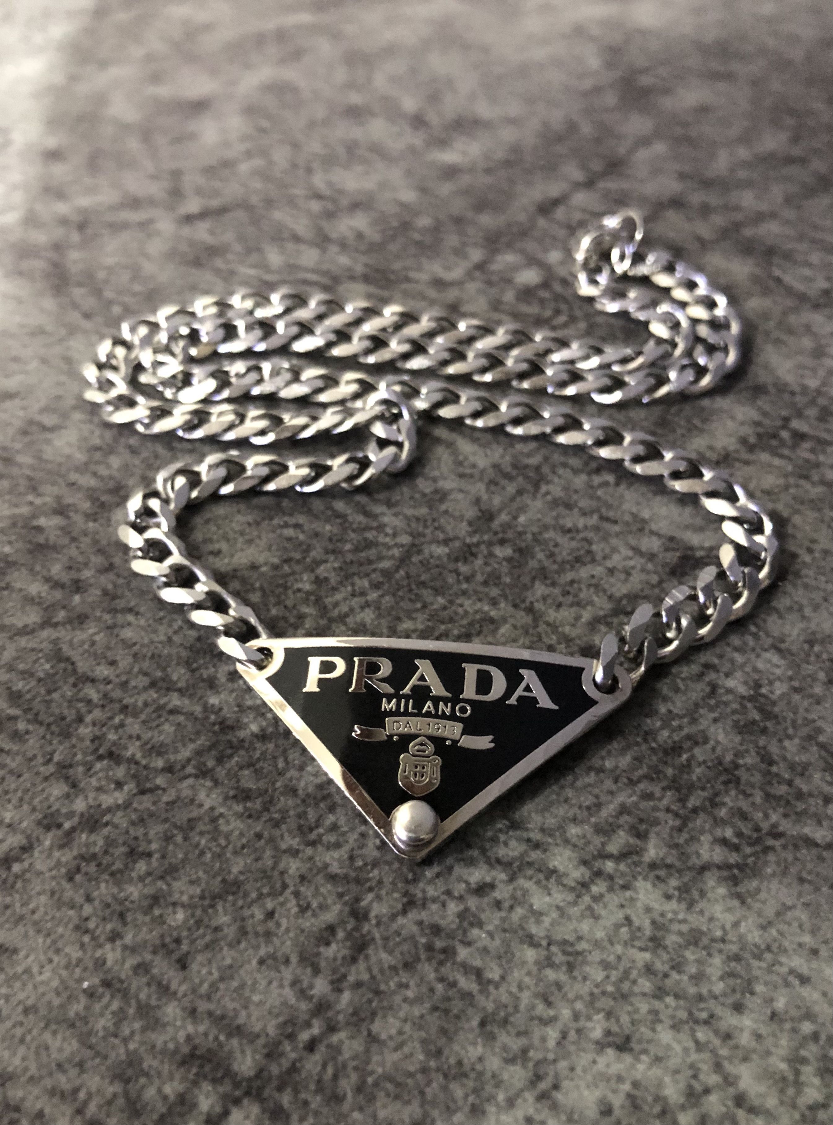 Prada 💥Prada Necklace Chain pedant triangle silver | Grailed