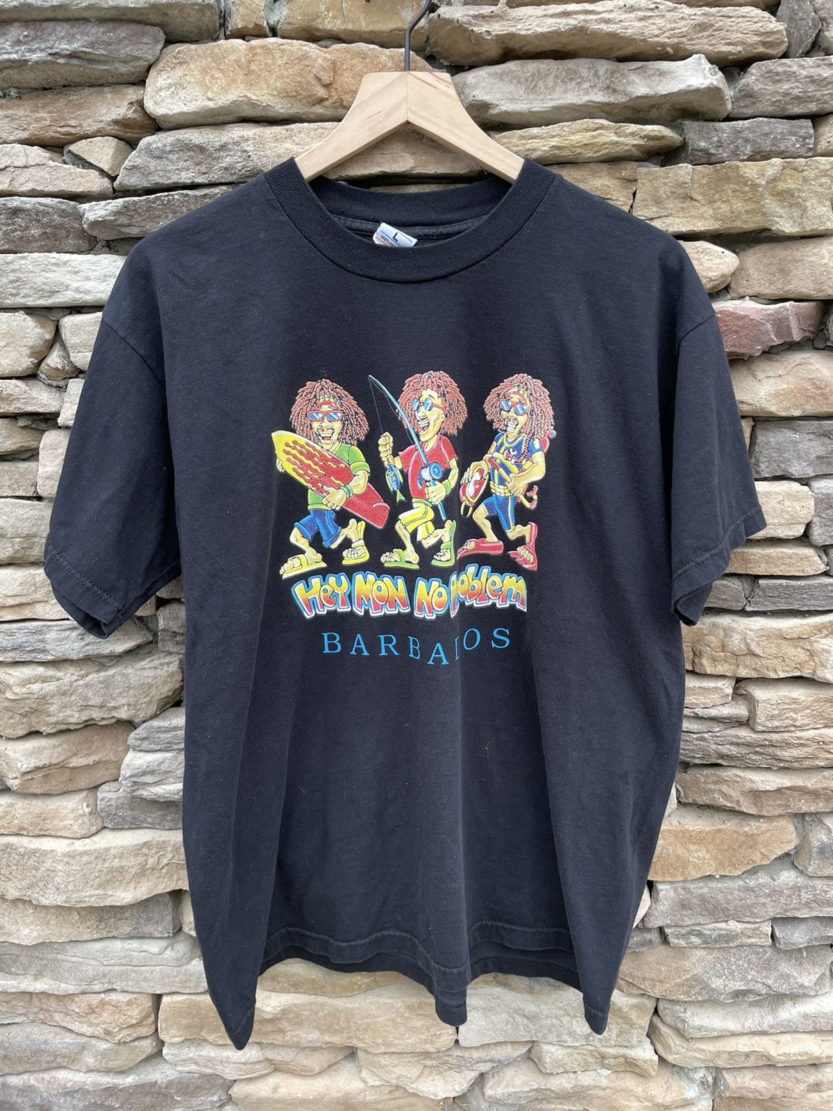 Streetwear × Vintage Ganzee “Hey Mon No Problem” Barbados Tee | Grailed