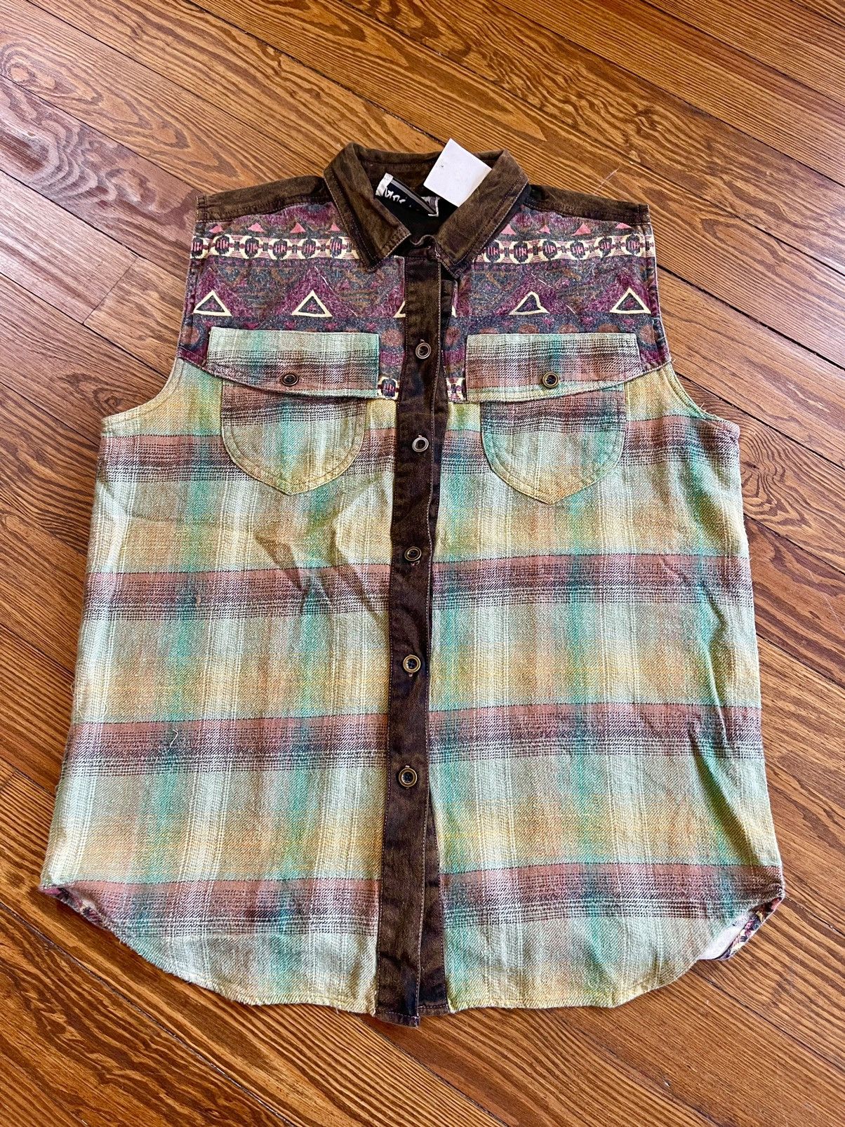 Streetwear × Vintage Vintage Plaid Flannel Aztec Indian Native Patch ...