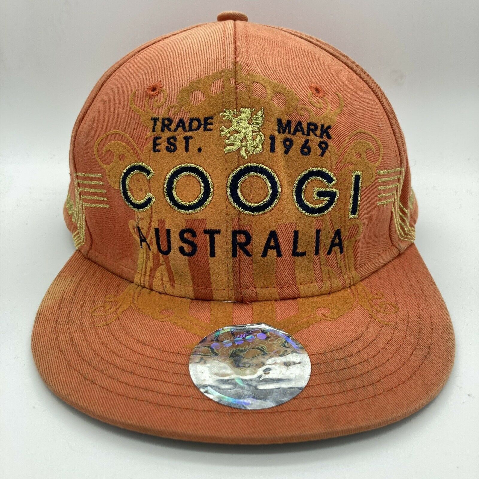 Coogi Vtg COOGI Australia Orange Fitted Cap Hat Colorful | Grailed