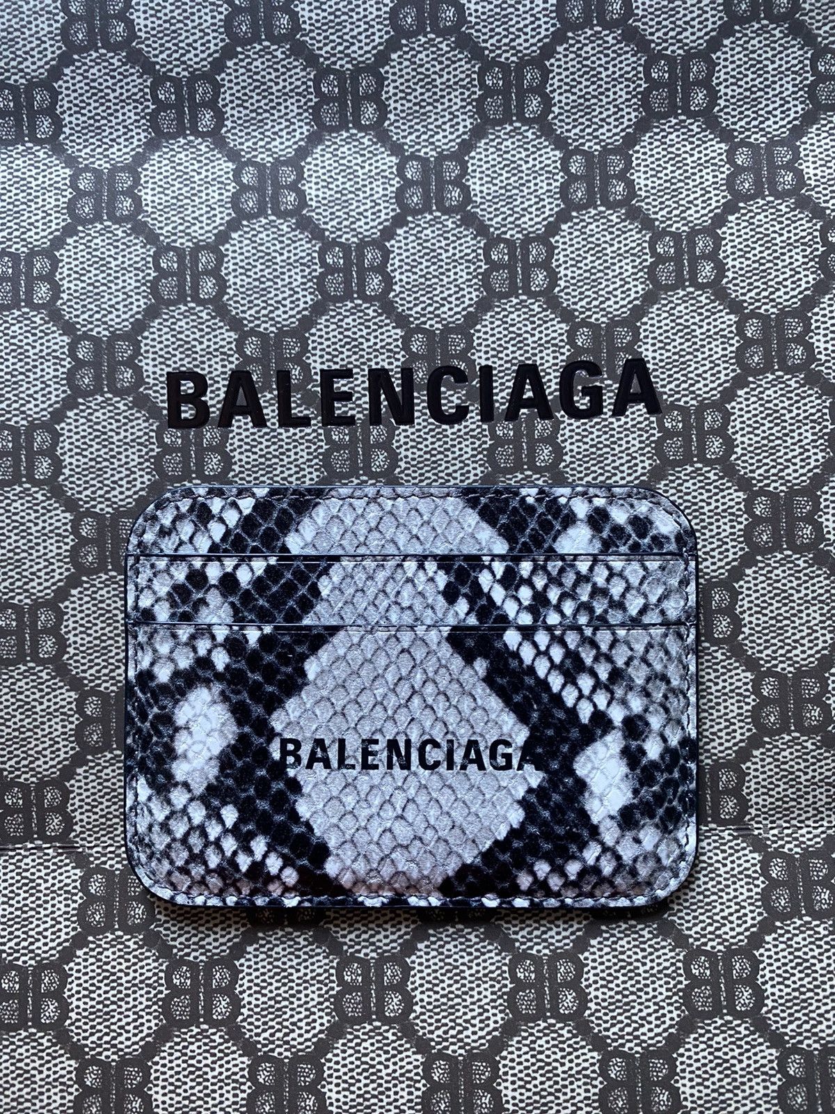 Balenciaga Runway LimitedEdition Python Print Calf Leather Card Holder ...