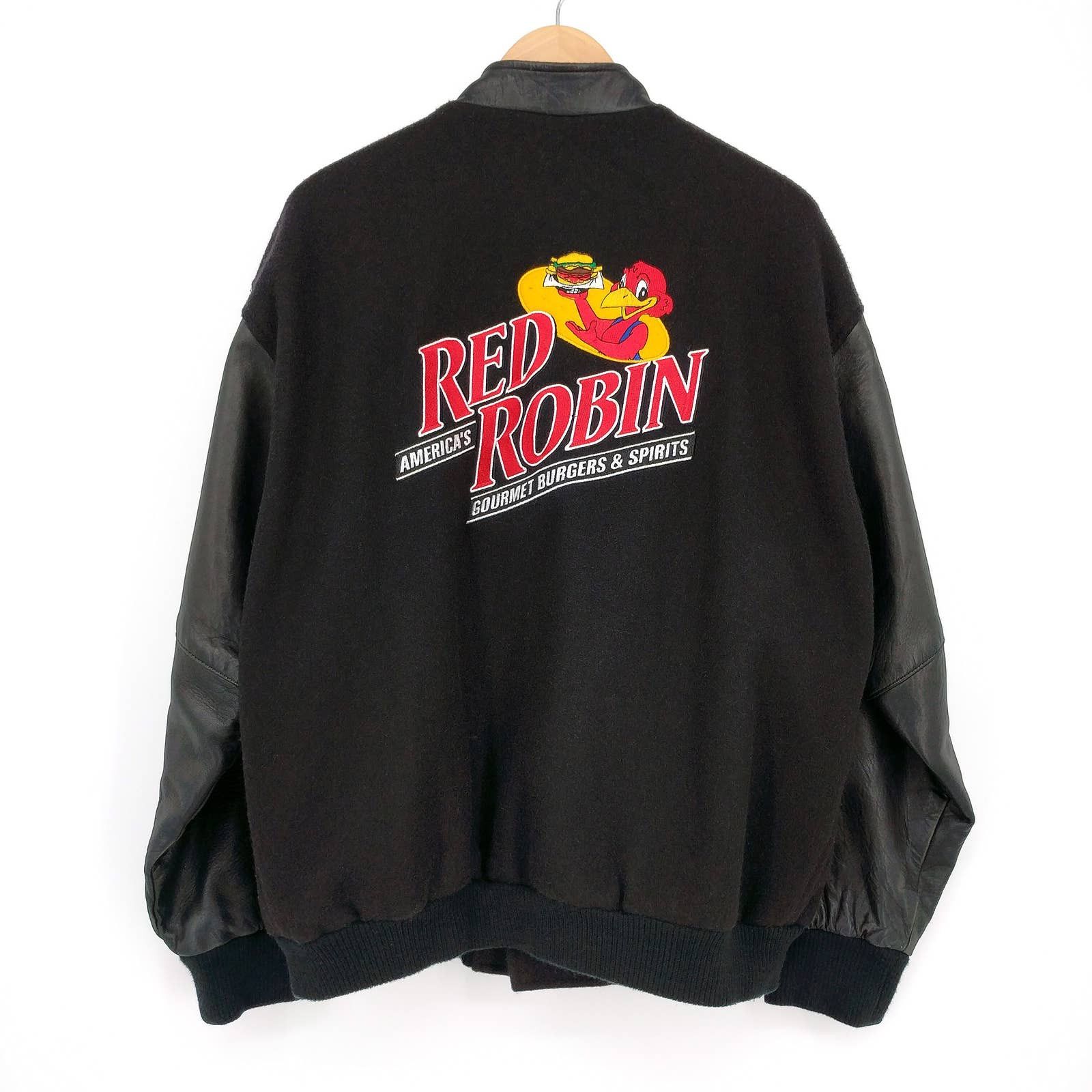 Vintage Vintage Red Robin Wool Leather Bomber Varsity Flight Jacket ...