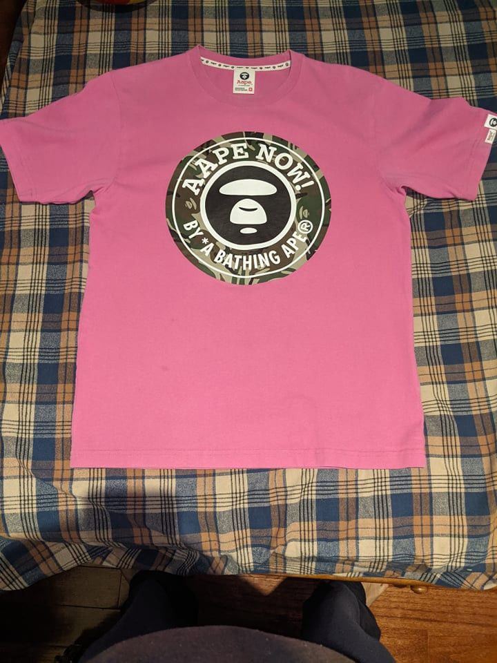 Aape Aape by a Bathing Ape Pink graphic logo tee | Grailed