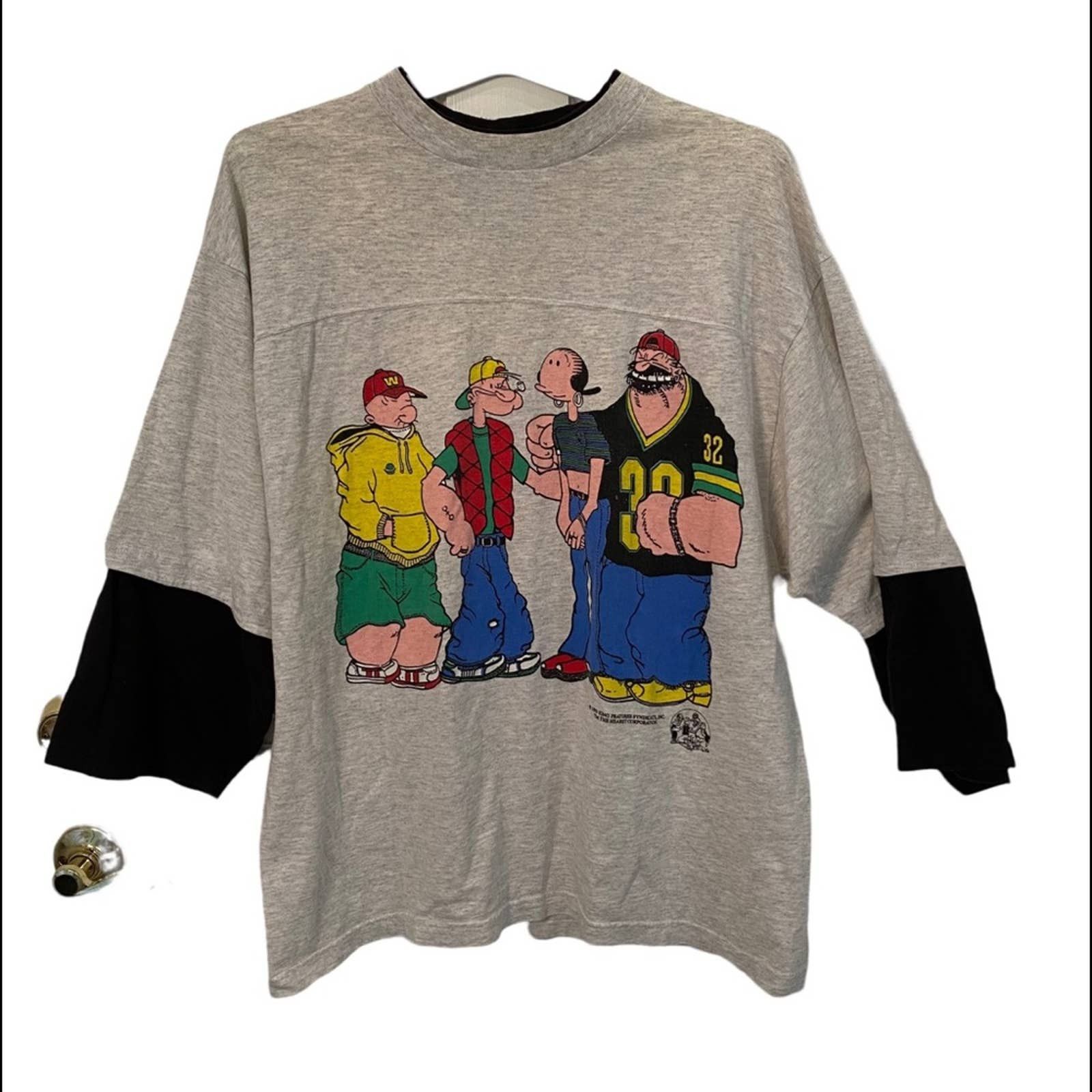 Vintage Vtg 1993 Popeye Hip Hop 3/4 Sleeve Jersey 90s Cartoon XL | Grailed