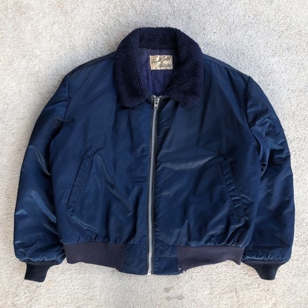 Vintage Vintage 60s Boxy Navy Blue Nylon Flight Bomber Jacket | Grailed