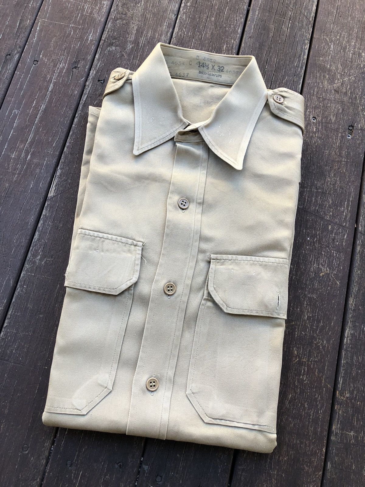 Military × Vintage NOS 50s US Military Button Up Shirt Uniform Vintage ...