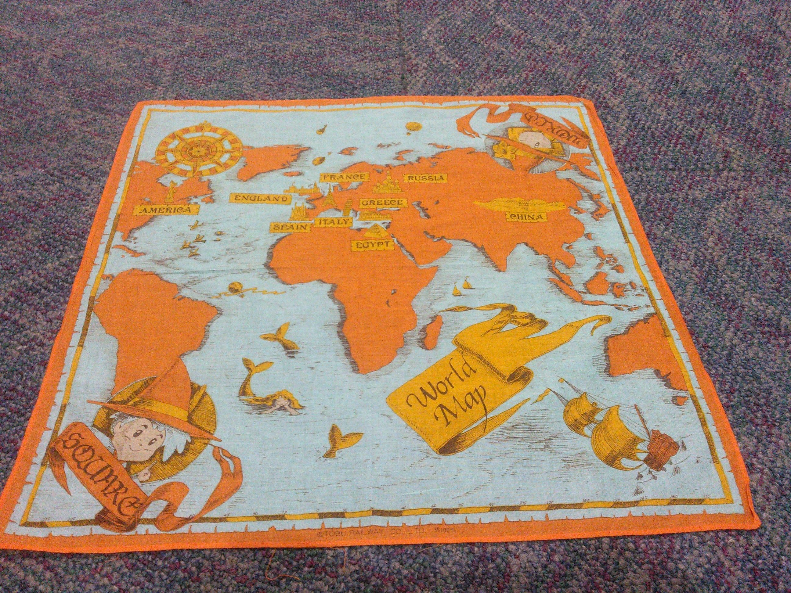 Other Vintage World Maps Bandana Handkerchief Pocketsquare | Grailed