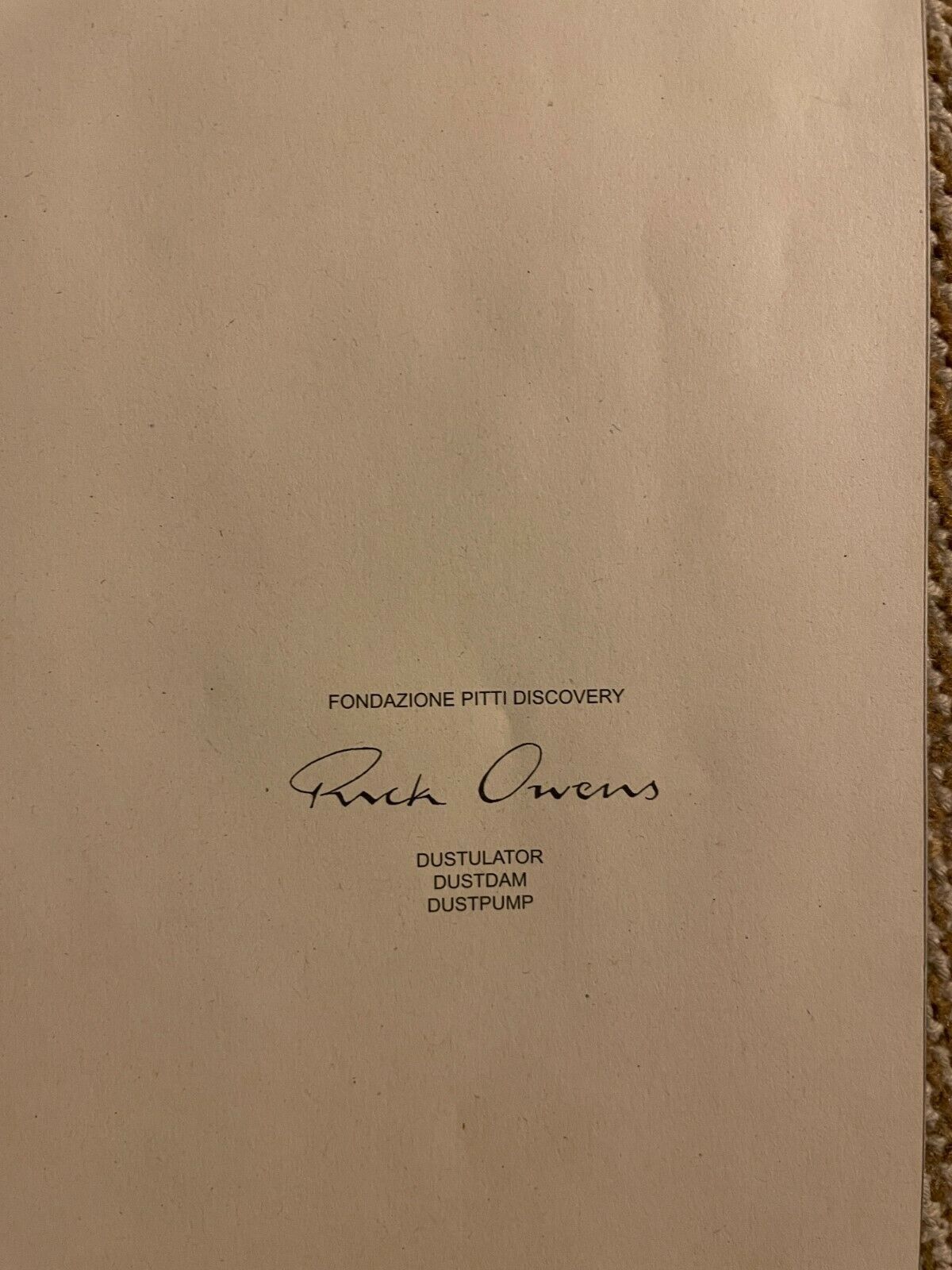 Rick Owens Depliant Rick Owens Art exhibit 2006 | Grailed