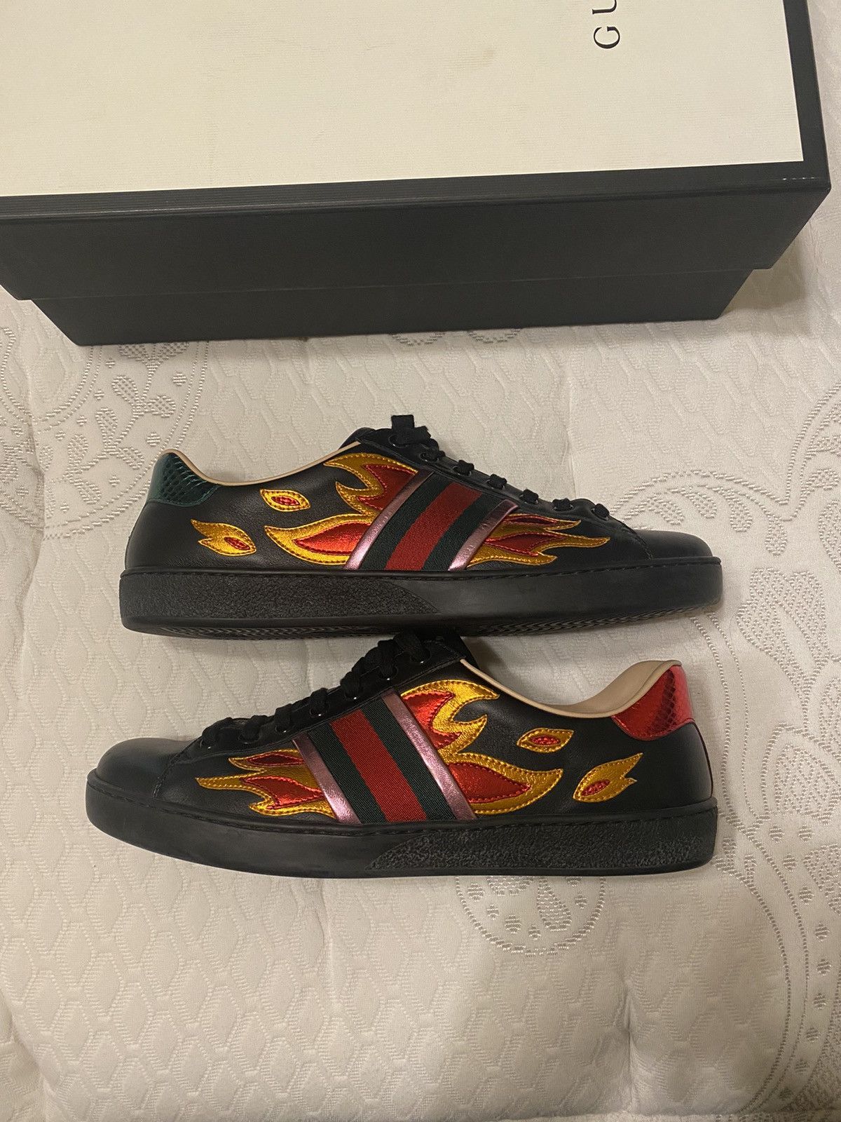 Gucci Gucci Ace Flame Low Top Sneakers | Grailed
