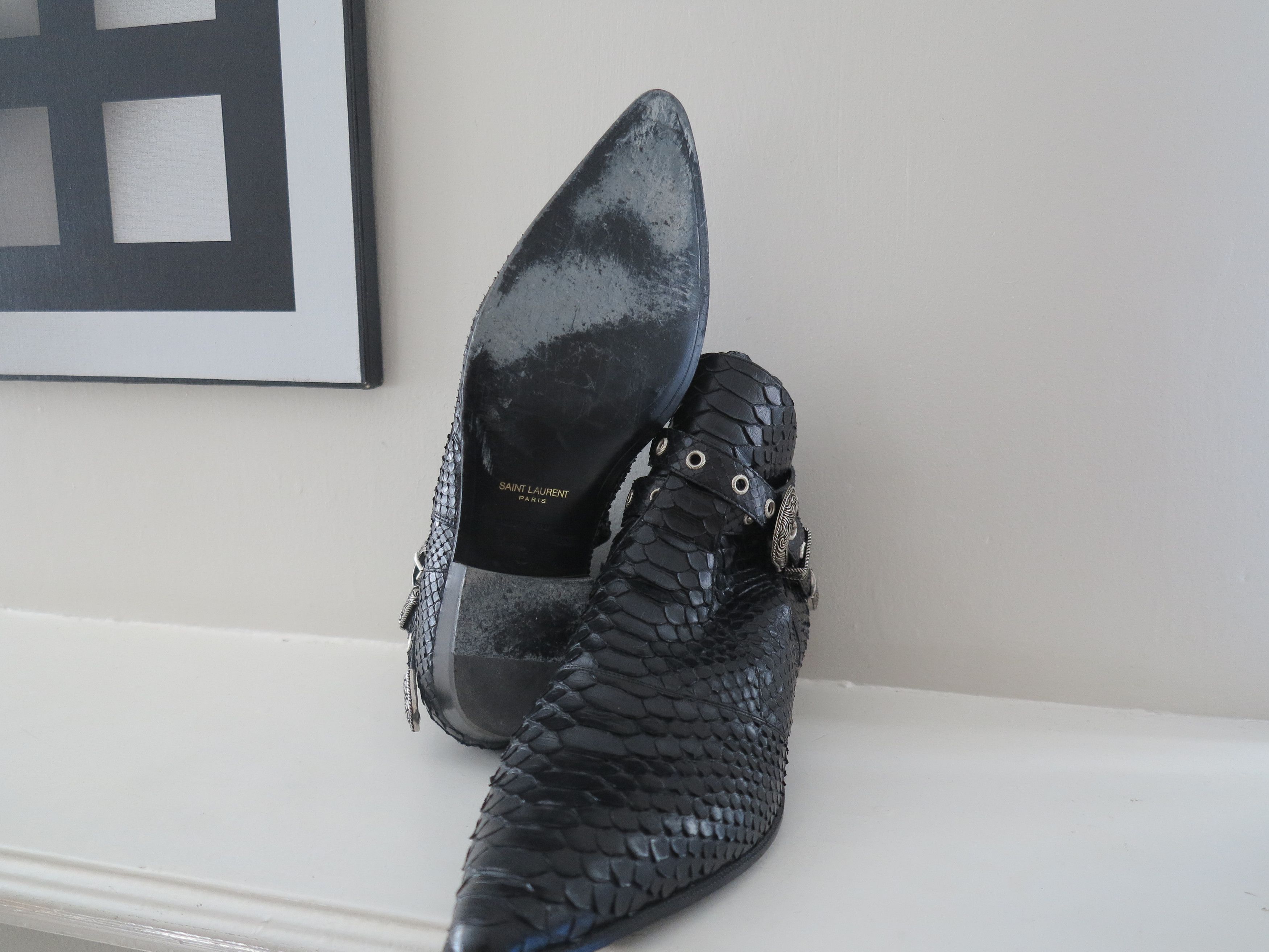 Saint Laurent Paris saint Laurent python boots | Grailed