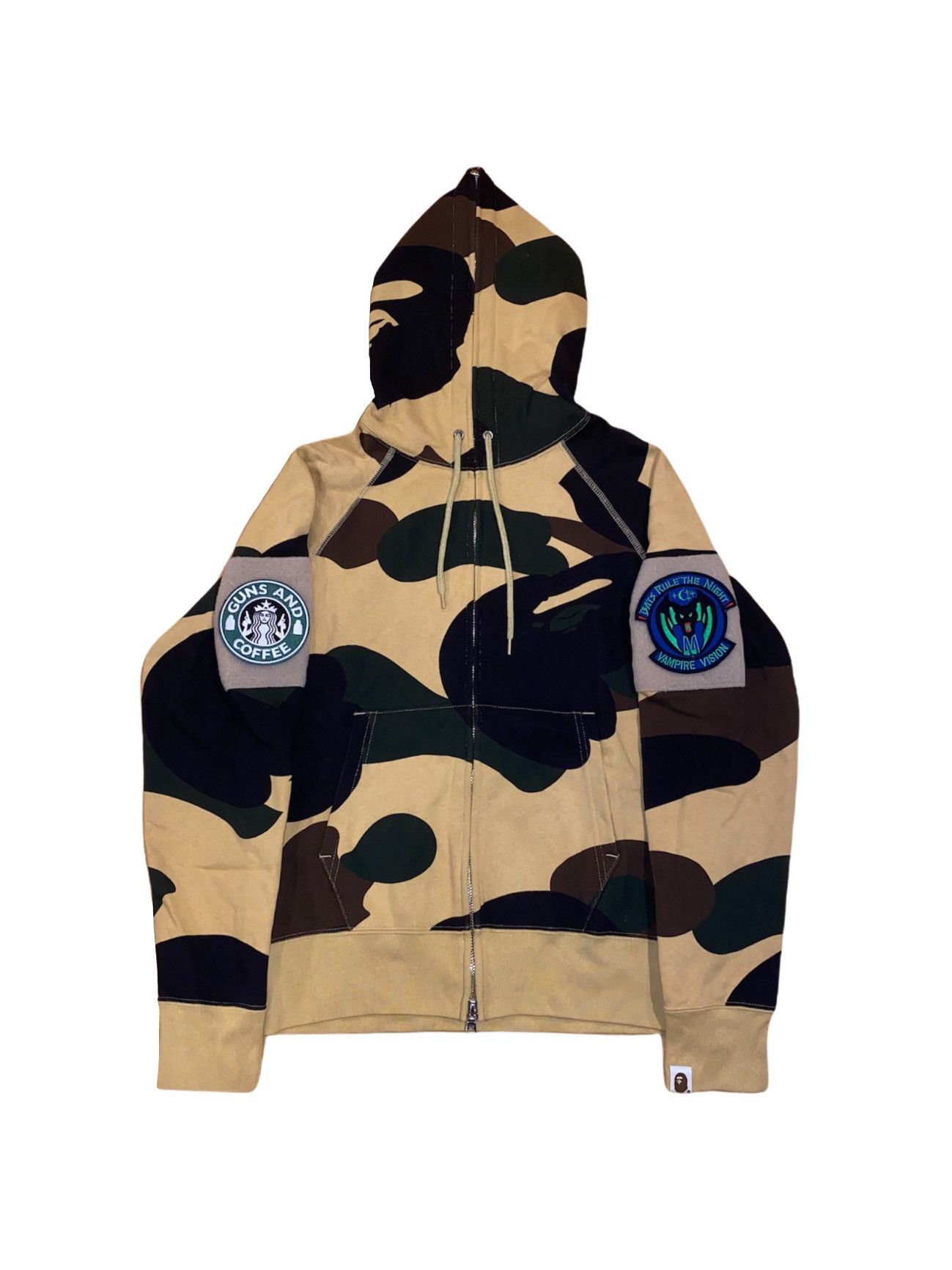 Bape Zoom Giant Camo Velcro Patch Full Zip Hoodie | Grailed