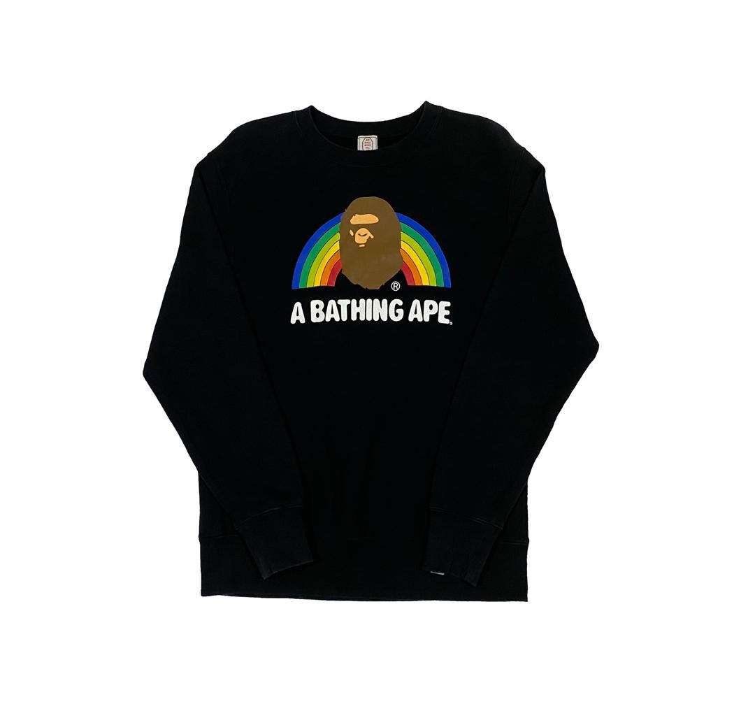 Bape VINTAGE BATHING APE RAINBOW LOGO SWEATSHIRT | Grailed